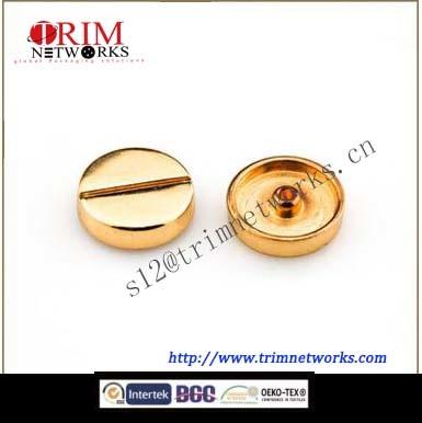 China Alloy rivet 12MM&19MM HVS gold single canal flat fashion metal button for sale