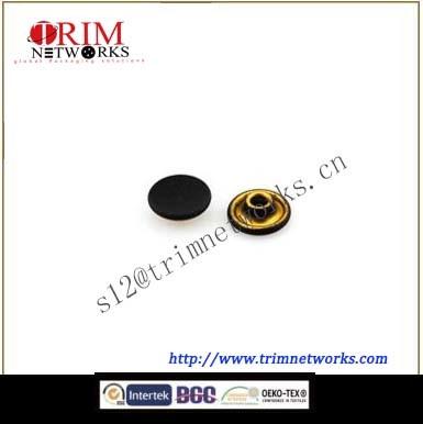 China Brass rivet 9MM spraying matte black round and flat fashion metal button for sale