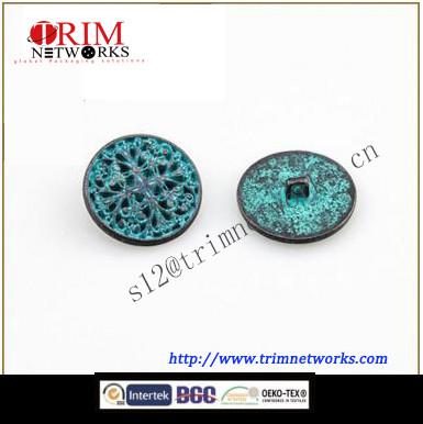 China Alloy 22.5mm 19mm 15mm HVB Black Green fashion metal shank button for sale