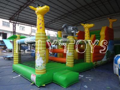 中国 商業キリンの子供のための膨脹可能な障害物コース、緑/黄色 販売のため