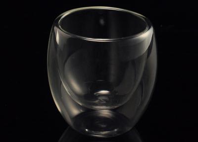 China Round Double Layer Glass Coffee Cups High Temperature Resistant for sale