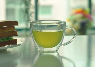 China Double Walled Glass Tea Cups With Handle Heat Resistant Borosilicate Glass for sale