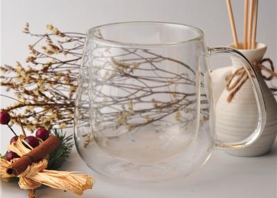 China 480ml Double Walled Coffee Glasses , Double Wall Glass Mug Custom Made for sale