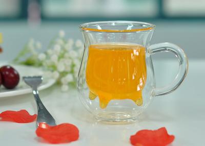 China Handle Double Wall Borosilicate Glass , Milk Double Layer Glasses for sale