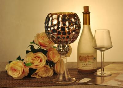 China Antique Mosaic Glass Candle Holder Electroplating Christmas Decoration for sale