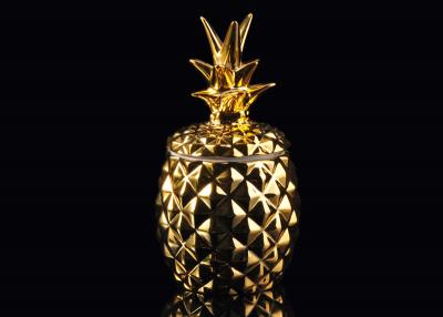 Cina Supporto di candela ceramico di verniciatura dorato dell'ananas con il coperchio, 100% non tossico in vendita