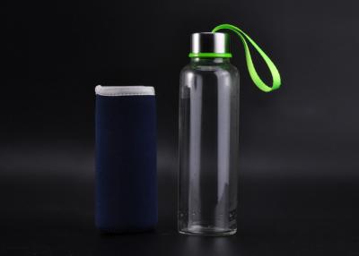 China Sport joyshaker drinking bottle Double Wall Borosilicate Glass with colorful sleeve for sale