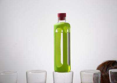 China Customized Double Wall Borosilicate Glass Water Bottle With Silicon for Sport for sale