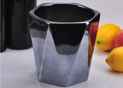 Cina Porta-candela d'argento di esagono di colore, rivestimento placcante ceramico del supporto di candela del fiore in vendita