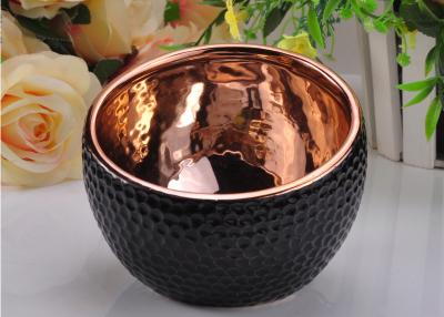 Cina contenitori ceramici lustrati neri della candela 368ml con l'oro di Rosa placcato dentro in vendita