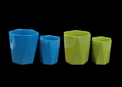 Cina Supporti di candela votivi di forma termoresistente di esagono, verde blu in vendita