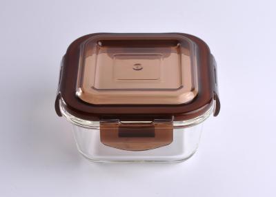 China 290ml Square Clear Glass Food Storage Containers With Color Lid Used In Oven for sale