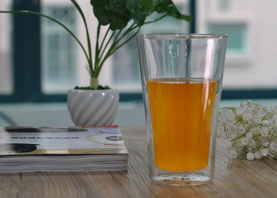 China Long clear heat resistant Double Wall Borosilicate Glass in Lemon juice drinking for sale