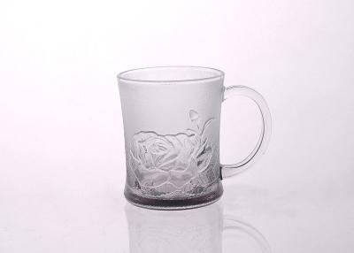 China 9oz debossed flower pattern frosted glass coffee cup glass juice tumbler for sale