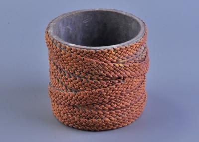 China Diâmetro inferior concreto dos castiçais 12cm do cilindro da guita do Weave de Deco à venda
