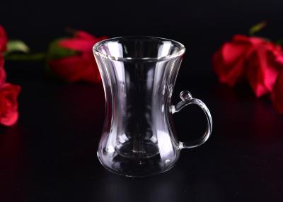China Insulated Turkish Tea Double Wall Borosilicate Glass Drinking Cup with Handle for sale