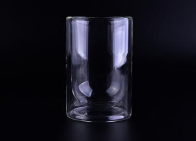 China Hand Made Heat Resistant Double Wall Borosilicate Glass Cylinder Round Shape for sale