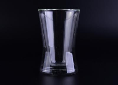 China Decorative 230ml Clear Glass Coffee Mugs Double Wall With Unique Bottom Shape for sale