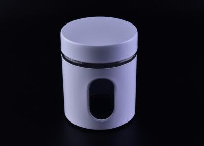 China 650ML Glass Tableware Storage Glass Jars with White Painted Colored Metal Lids for sale