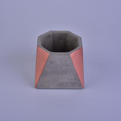 Cina Porta-candela concreto ceramico del poligono della pittura del rame del porta-candela della cera della soia in vendita