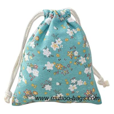China Fashion Jewellery string bag,Cosmetic bag,Promotion bag  MH-2119 blue flower for sale