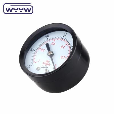 China Steel Negative Pressure Gauge -0.1Mpa Back Mount 60mm Dial for sale