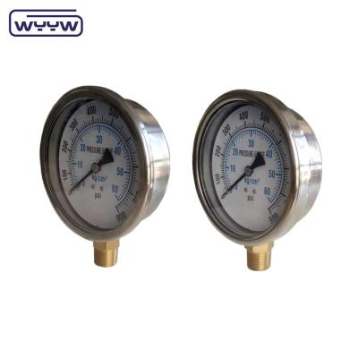 China Portable Hydraulic Water Pressure Meter Tester Gauge Bottom Mount Case Stainless Steal 100MM Pressure Gauge 600 Bar for sale