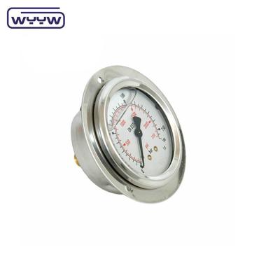 Cina Fabbricazione idraulica a prova di urto 100psi 63mm pressometro per olio in acciaio inossidabile con flange in vendita