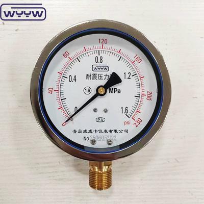 China Nuevo producto bayoneta caja cromada 1/2 "bsp barra de entrada radial psi 4" manómetro manómetro lleno de glicerina en venta