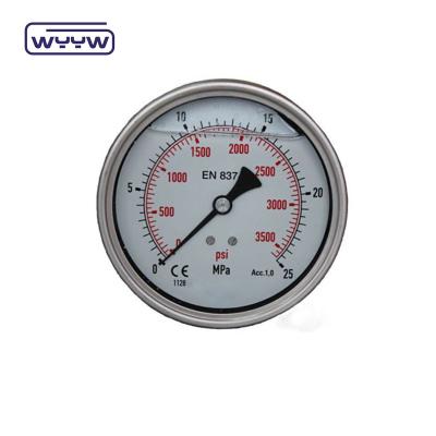 Cina 63mm EN837-1 acqua idraulica 0-10bar/psi olio di ingresso assiale manometro di pressione riempito con glicerina 2,5