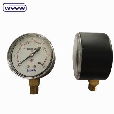 中国 63mm カプセル ラジアルマノメーター kPa, mmAq, mmH2O mbar 低圧計 販売のため