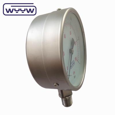 China Dry SS304 Bourdon Sedeme Pressure Gauge Back Connection 4'' Size for sale