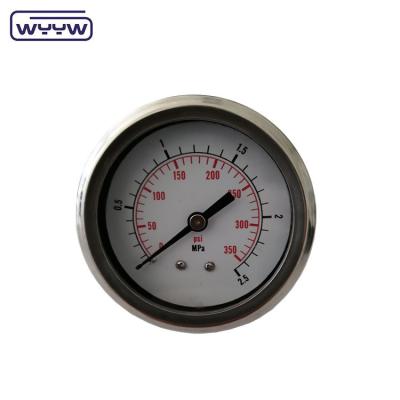Cina manometro assiale di alta qualità MPa/bar/kg Connessione posteriore 60mm manometro in acciaio inossidabile 304ss completo in vendita