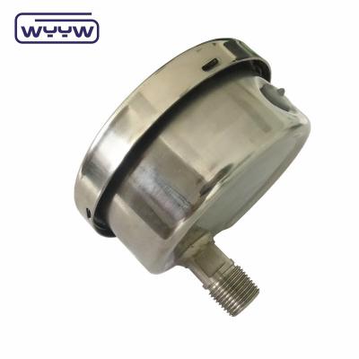 China Back Connection 100mm Oil Filled Pressure Gauge Ss304 Stainless Steel for sale
