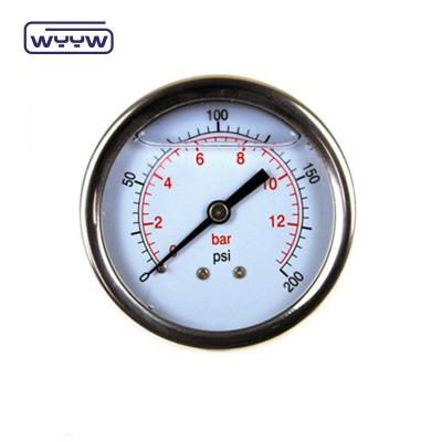 China Back Connection 100mm Oil Filled Pressure Gauge Ss304 Stainless Steel for sale