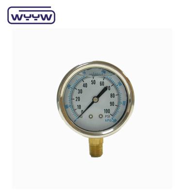 China Silicone / Glycerine Liquid Filled Pressure Gauge 0-600bar Aseismic for sale