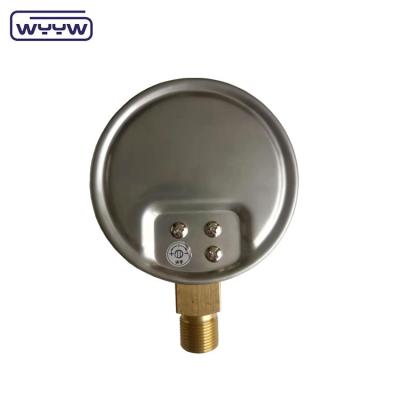 China Aluminum Black Pointer Capsule Pressure Gauge Brass Or Stainless Steel Material 1/4 And 1/2 Connection Sizes for sale