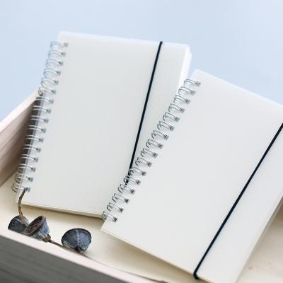 China Custom print white PVC plastic cover spiral notebook with elastic for sale