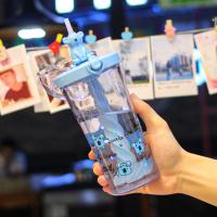 China 500ml Capacity 220g Plastic Straw Water Bottle With Stirring Function for sale