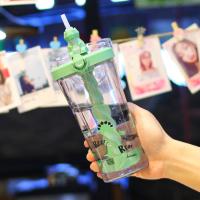 China 500ml Capacity 220g Plastic Straw Water Bottle With Stirring Function for sale