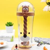China Creative 218g PP AS Plastic Straw Water Bottle With Stirring Function for sale
