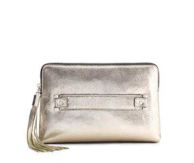 China Durable Women Genuine Leather Wristlet Bag Cowhide , Ivory Evening Bag for sale