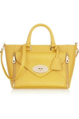 China Unique Handcraft Yellow Zip Leather Tote Handbags With Pebbled Leather for sale