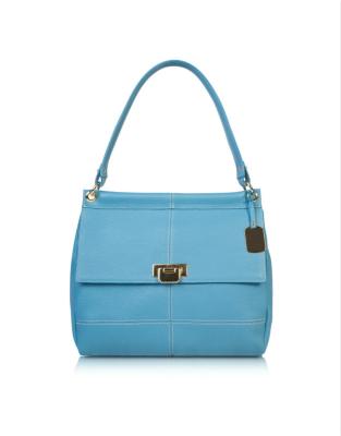 China Handmade Pebbled Leather Shoulder Handbags Gionar Fresh Blue , Customized logo for sale