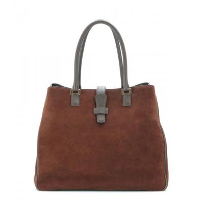 China Retro Fashion Brown Leather Shopper Bag , Suede Leather Ladies Handbag for sale
