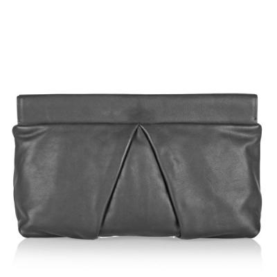 China Softer Smooth Italian Calf Leather Clucth Handbags With Metal Frame Cotton Lining for sale
