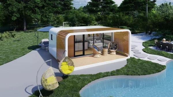 Quality Apple Cottage Glass House Prefabricated Bungalow with Cut Board Wall and for sale