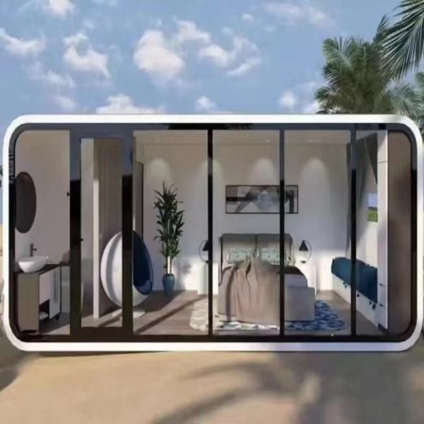 Quality Glass House Living Space Prefabricated Bungalow Customized Color for sale