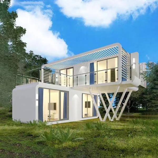 Quality Glass House Living Space Prefabricated Bungalow Customized Color for sale