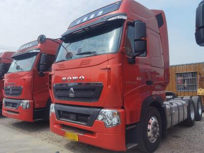 China Sino Tractor Truck Head Red Color 6×4 Drive Mode Leaf Spring One Row With Sleeper LHD for sale